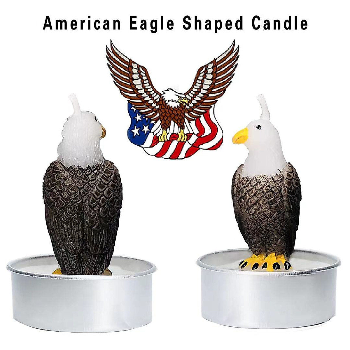 Eagle Tealight Candles, America Eagle Tea Light Candle for Birthday Gifts, Stands for Free, Powerful and Courageous, Ideal for Home Decor, Party，Brithday Gift, Cake Decoration, Wedding, 6 Pieces