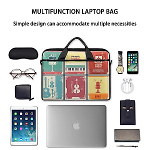 Music Type Laptop Computer Bag Waterproof Shoulder Messenger Bag 13-15 inch Durable Laptop Tote Bag with Shoulder Strap Handle Lightweight Crossbody Briefcase