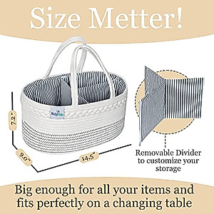 Nuly Kids Baby Diaper Caddy Organizer - Nursery Storage Basket for Boys & Girls, Large Bag & Car Bassinet with Removable Inserts, Newborn Care Items, Baby Registry Must Haves, 100% White Cotton, White