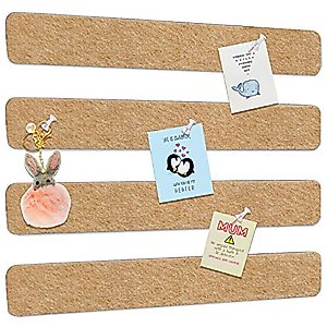 Felt Pin Board Bar Strips Bulletin Board Tiles for Wall Damage-Free with 40 Push Pins Memo Notice Boards as Classroom Office Decor, 4 Pack