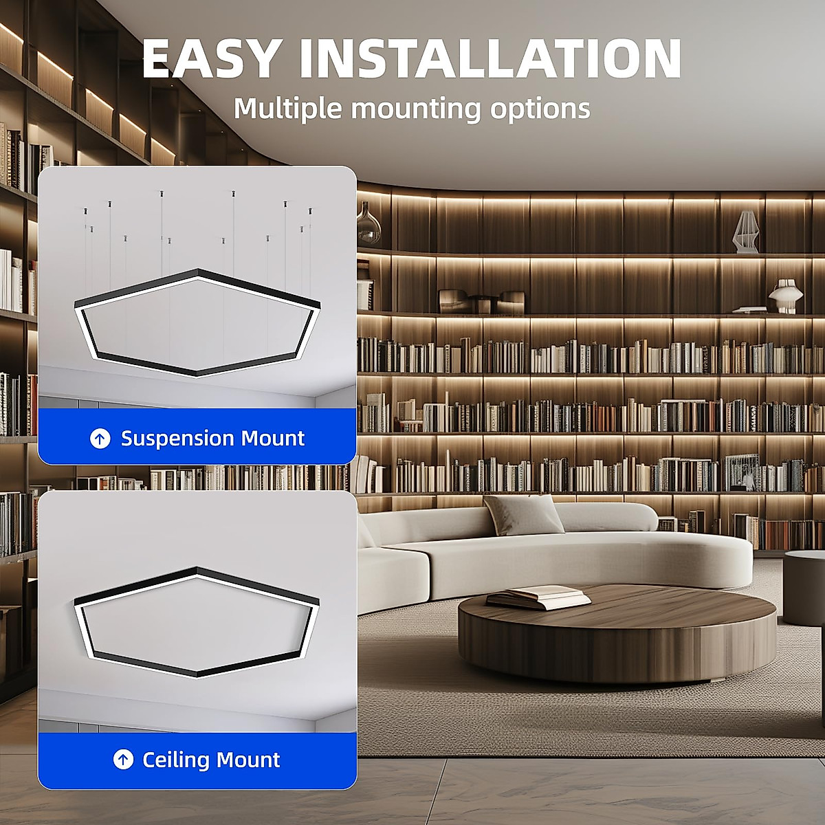 Barrina LED Hexagon Light, DIY Linear Light, Dimmable Hanging Shop Light, 2700K 4000K 5000K Color Changing, Linkable Office Light Fixtures, Seamless Connection, 5568-0-10V Series