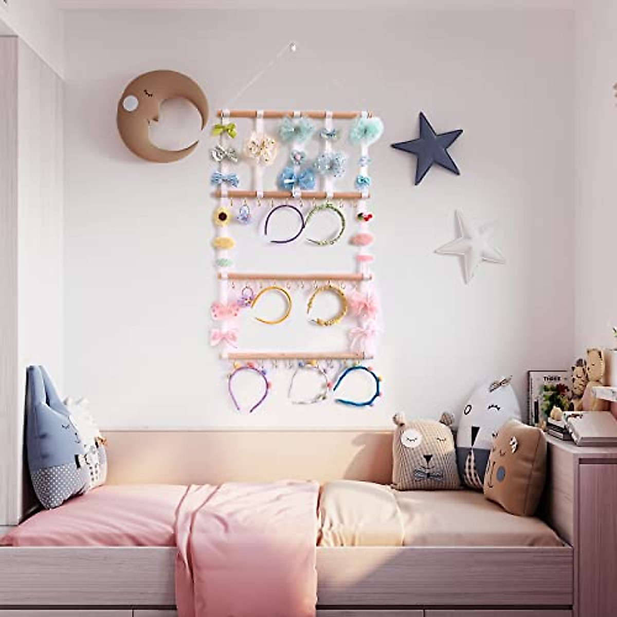 MEIXINZHI Bow Organizer for Girls Hair Bows, Baby Headband Organizer Headband Holder for Baby Girl Hair Bow Organizer for Wall, Room, Door or Closet