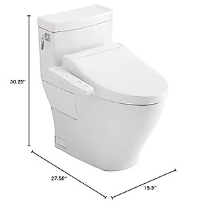 TOTOWASHLET+ Aimes One-Piece Elongated 1.28 GPF Toilet and WASHLET C2 Bidet Seat, Cotton White - MW6263074CEFG#01