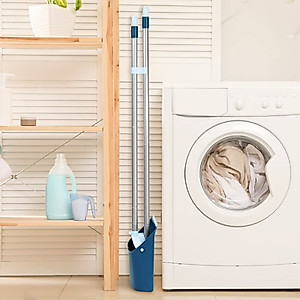 SONCAL Standing Dustpan and Broom Set with 52" Long Extendable Handle for Home, Indoor, Kitchen Room Office Lobby Floor Cleaning