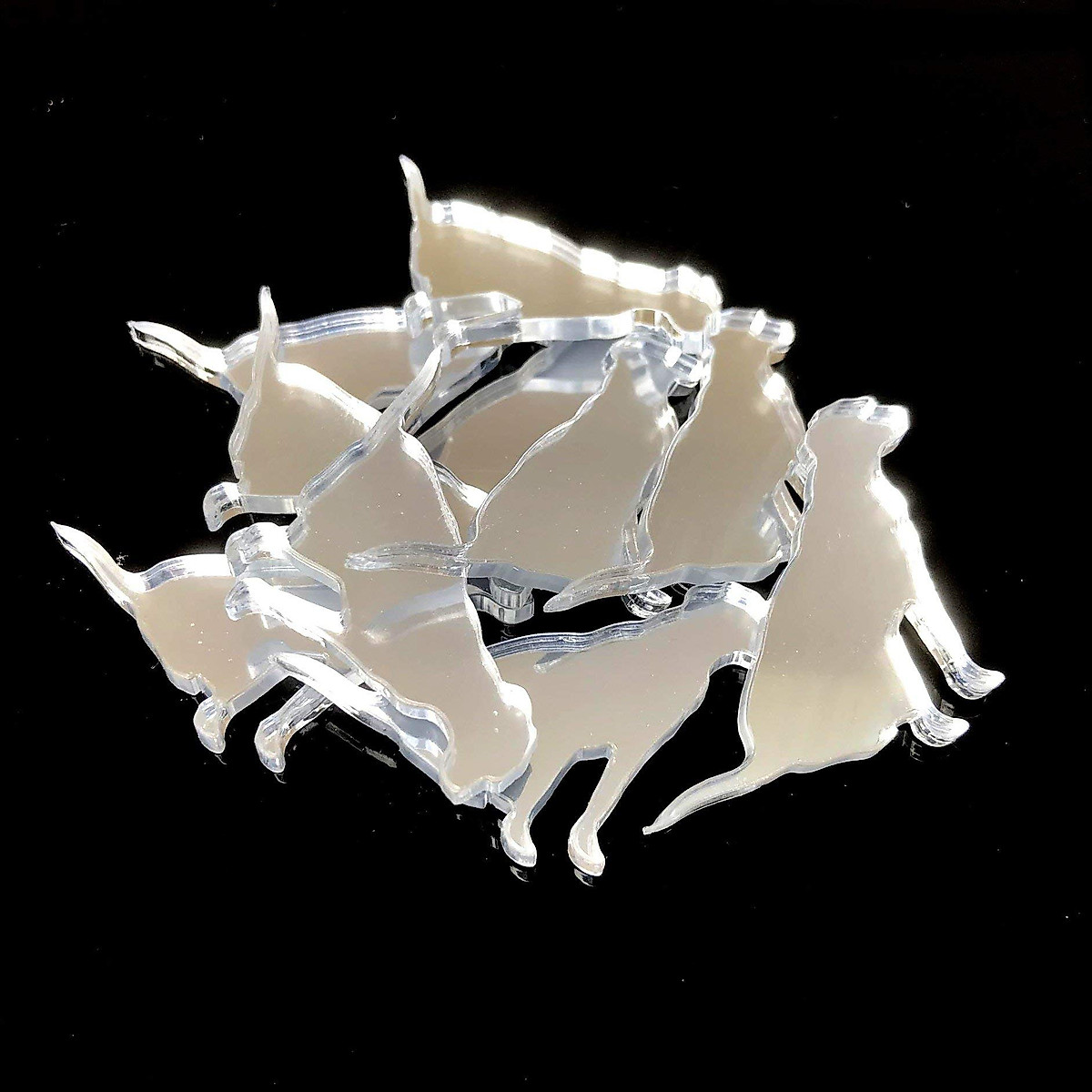 Super Cool Creations Labrador Dog Sitting Shaped Crafting Mirrors, Set of 10, Many Colours, Shatterproof Acrylic, Bright Green, Pack of 10 x 5cm