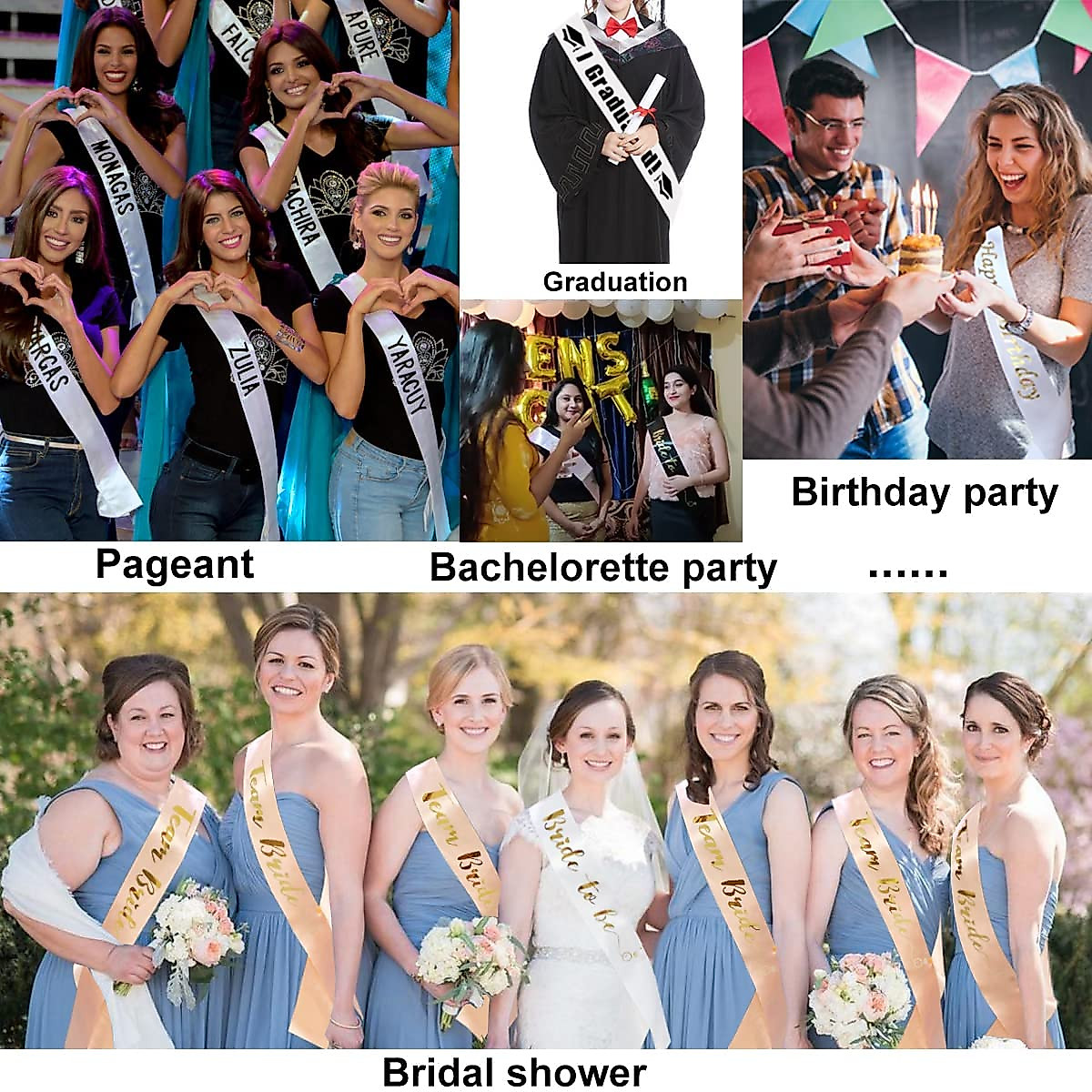 Docooniver 6pcs White Sashes Blank for Pageants,Senior Sashes 2024,Prom Queen Sashes Plain Satin Sashes Custom Personalized Sashes.
