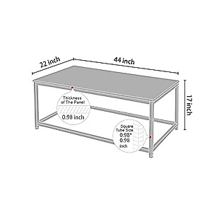 AZL1 Life Concept Coffee Table with Metal Frame,Clean, contemporary design meets rustic industrial style，for living room, office, Dark Brown/Black