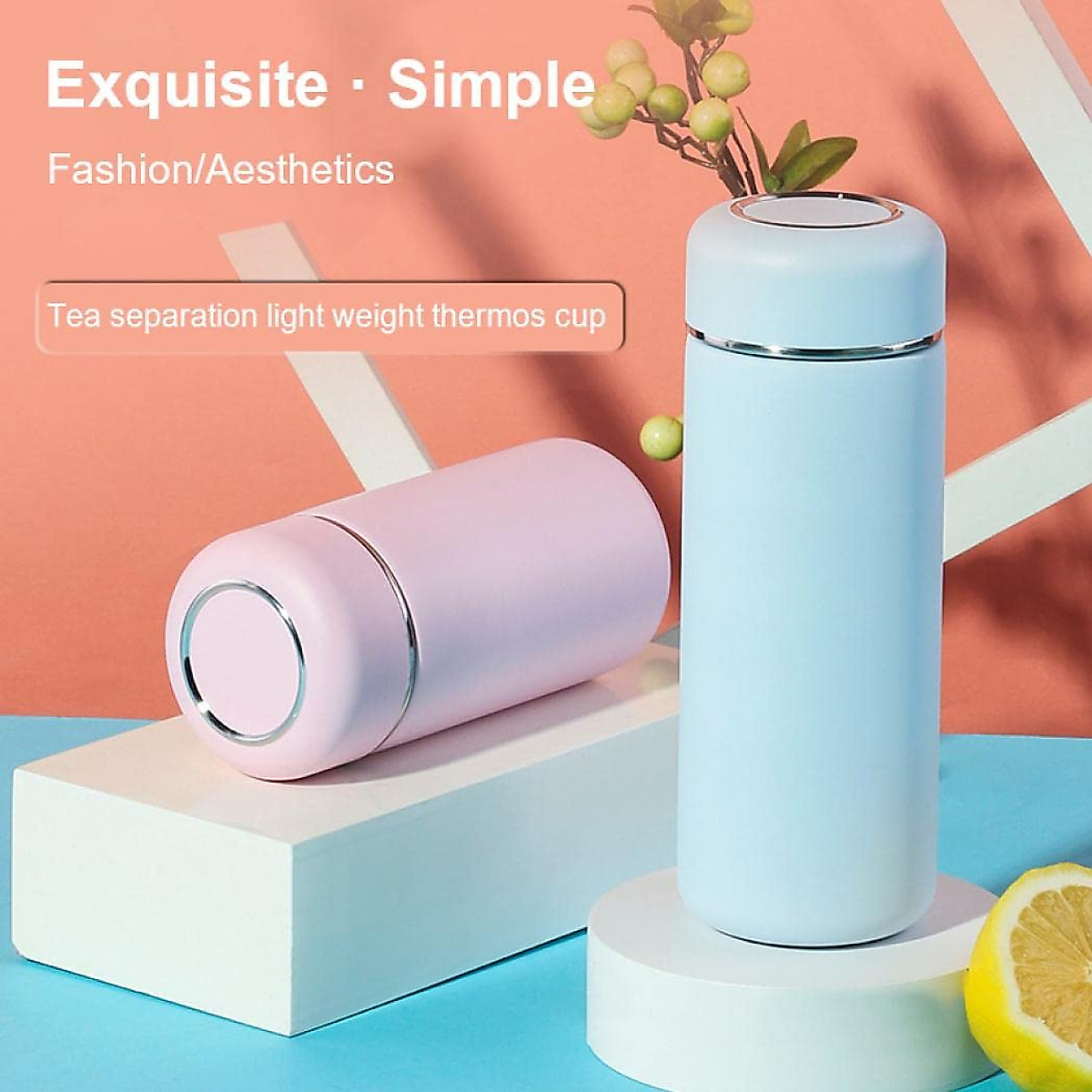 Mini 9 oz/13oz Stainless Steel Sports Water Bottle Spout Vacuum Insulated for Kids and Women Keep Hot and Cold (Spa blue,9oz)