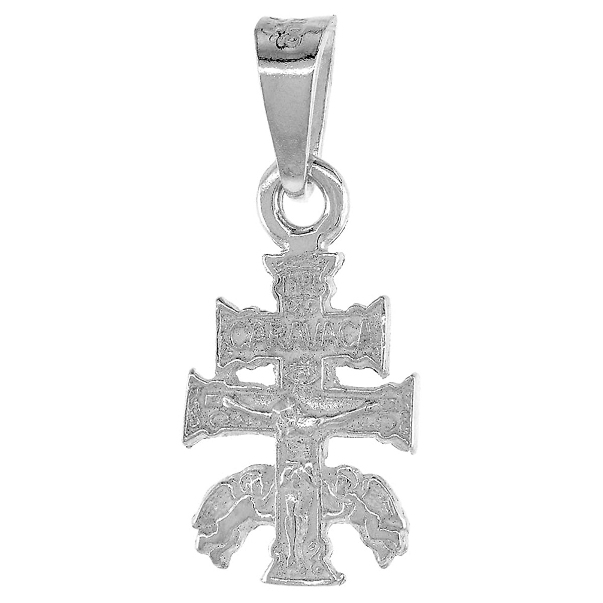 3/4 inch Sterling Silver Caravaca Cross Pendant for Men and Women Matte finish 19 mm tall