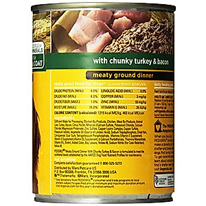 Pedigree Meaty Ground Dinner With Chunky Turkey And Bacon Canned Dog Food 13.2 Ounces (Pack Of 24)