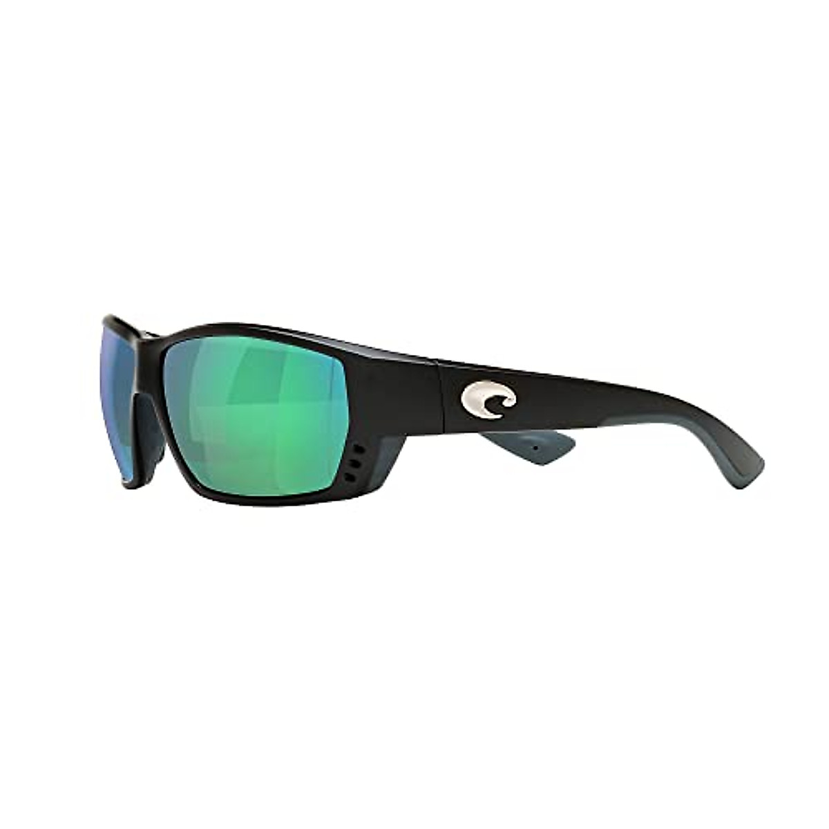Costa Del Mar Men's Tuna Alley Polarized Rectangular Sunglasses, Matte Black/Copper Green Mirrored Polarized-580G, 62 mm