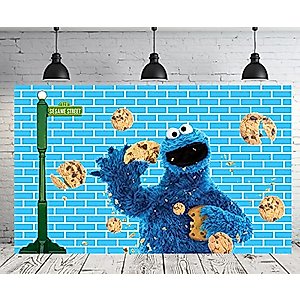 MEDSOX Cookie Monster Backdrop for Birthday Py Supplies 5x3ft Coon Banner Street Decorations