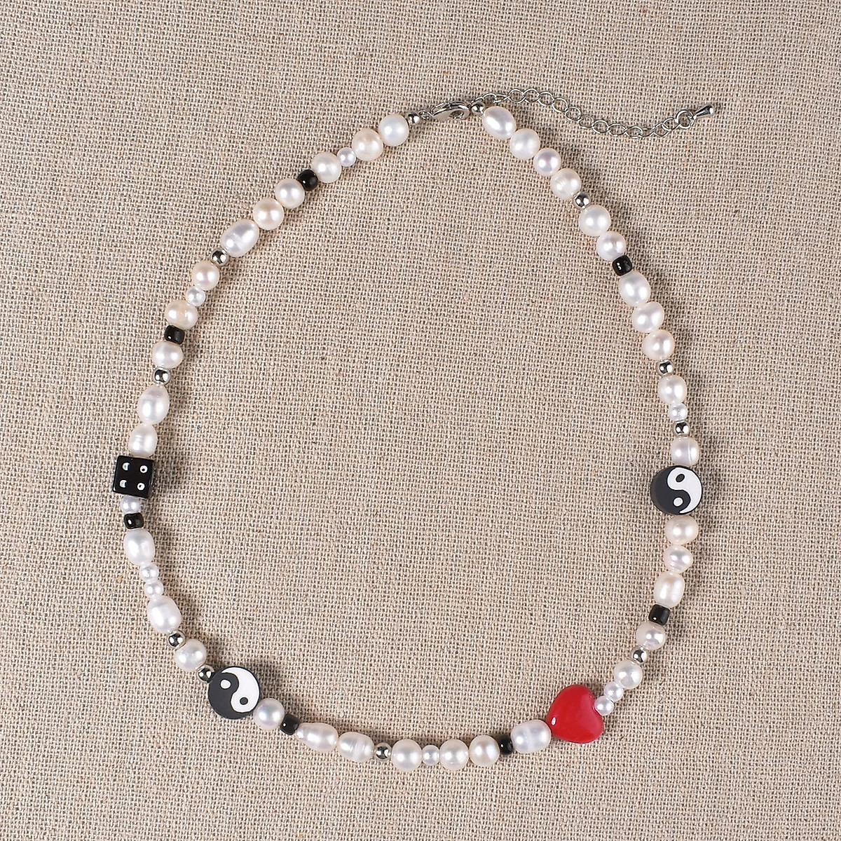 Beaded Necklace Choker Necklace For Women Bead Necklace Pearl Necklaces Yin Yang Dice Heart Necklaces Jewelry Colorful Boho Cute Beads Chokers Pendant Y2k Jewelry Gifts For Her