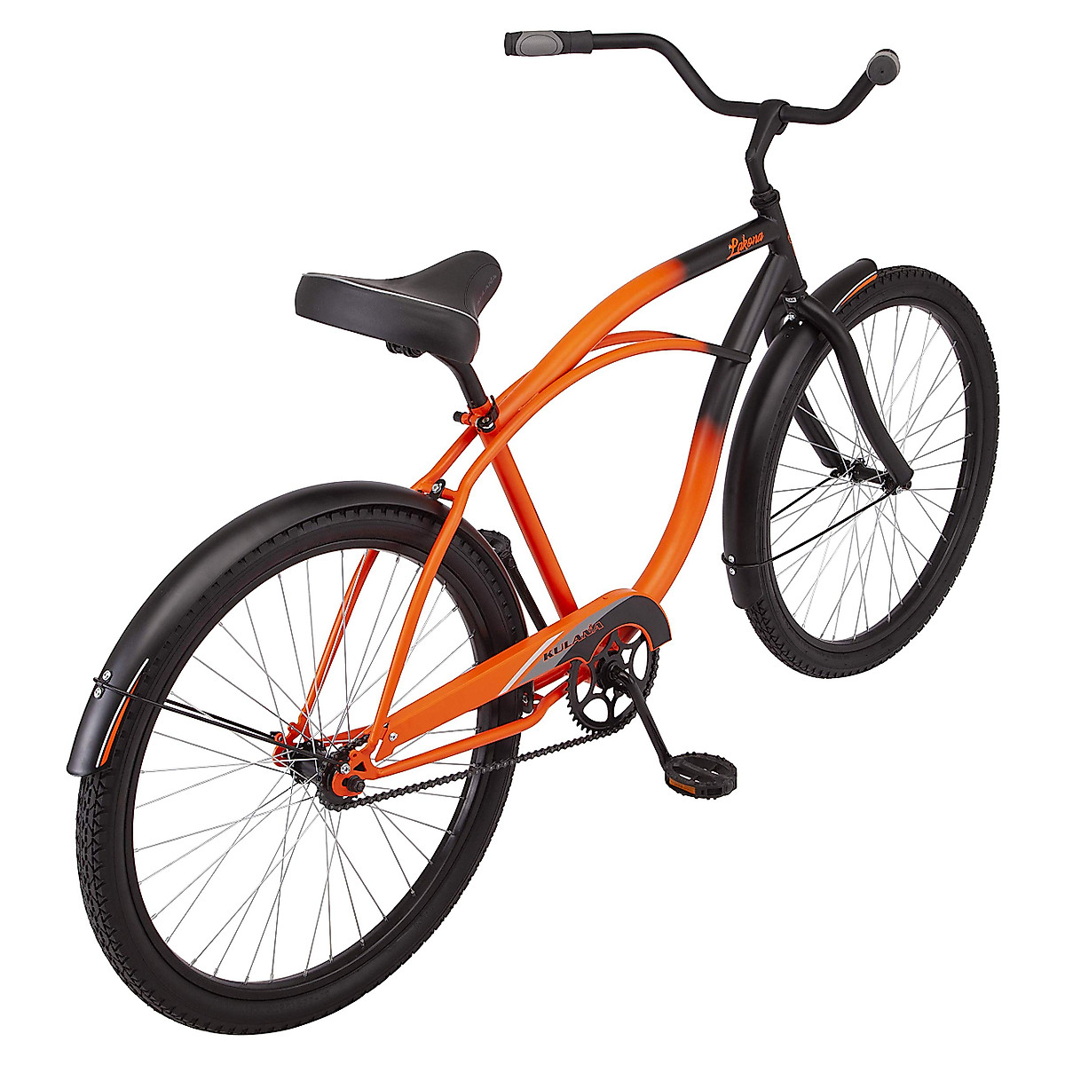 Kulana Lakona Shore Adult Beach Cruiser Bike, 26-Inch Wheels, Single Speed, Orange/Black