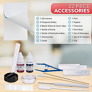 AmScope Microscope Slide Preparation Kit Including Slides, Stains