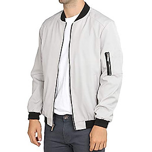 WULFUL Mens Casual Lightweight Jacket Softshell Flight Bomber Jacket Varsity Windbreaker