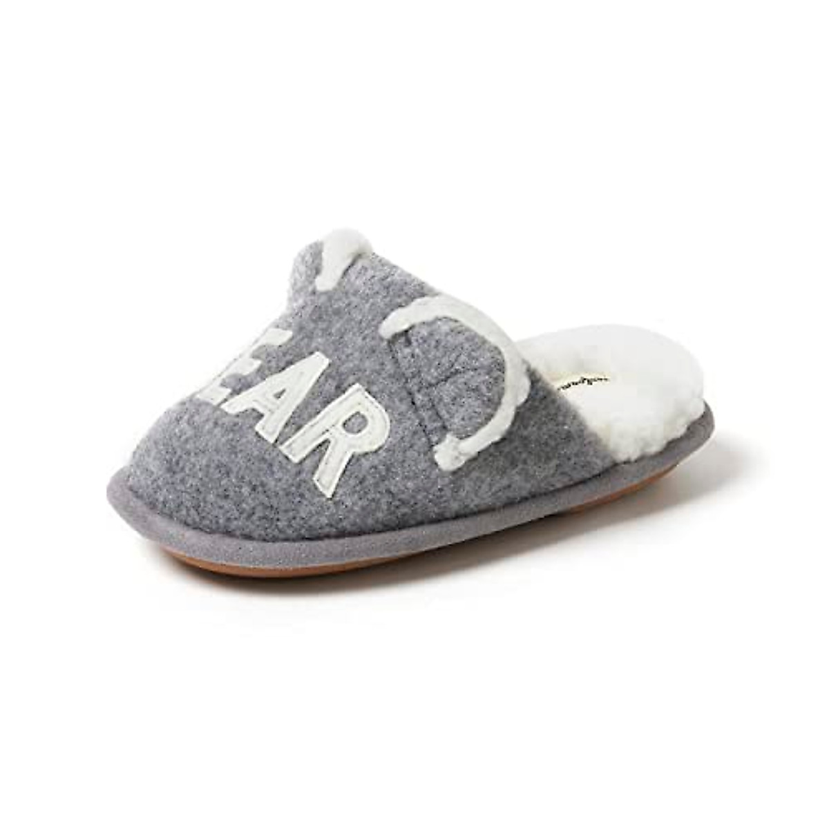 Dearfoams Easter Basket Stuffers Gifts for Kids Toddler Baby Slipper, Light Grey Lil Bear, 1 US Unisex big