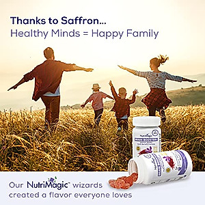 NutriMagic Kids Brain Booster 2-in-1 Nootropic Multivitamin for Focus, Memory, Attention, Mood - Saffron Extract Gummies Brain Health Supplement w/Vitamin D3, B6, B12, Zinc, 60 Vegan NON-GMO Gummies