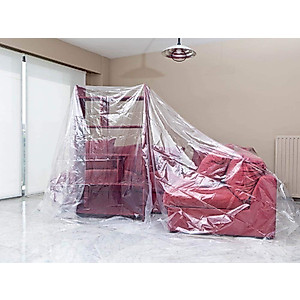 Painters Plastic Drop Cloth 13 Feet by 16 Feet Plastic Painting Tarp Waterproof Plastic Cover Clear Tarp Plastic Sheeting 1 Mil Thickness Furniture Cover