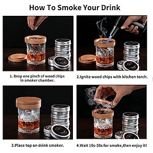 Cocktail Smoker Kit, Azrunor Drink Smoker Infuser Kit with Cleaning Brush, Filter, Cherry, Oak, Apple, and Pecan Wood Chips, Old Fashioned Smoker Kit for Cocktail, Whiskey, Wine