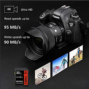 32GB Memory Card, BOYMXU Professional 1000 x Class 10 Card U3 Memory Card Compatible Computer Cameras and Camcorders, Camera Memory Card Up to 95MB/s, Red/Black