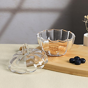 123Arts Crystal Glass Pumpkin Sugar Bowls Snack Jar Candy Dish Storage with Lid