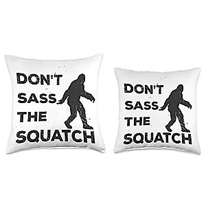 Bigfoot Yeti Sasquatch Apparel Dont Sass The Squatch Retro Bigfoot Throw Pillow, 18x18, Multicolor