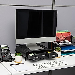 Mind Reader PC, Laptop, IMAC Monitor Stand and Desk Organizer, 12.87 x 13.46 x 2.72 inches, Black