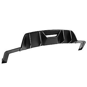 Rear Diffuser Compatible with 15-17 Ford Mustang HN Style 4 Fins Bumper Lip PP Black by IKON MOTORSPORTS