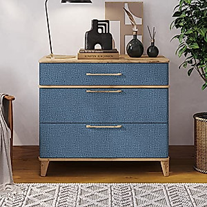 Blue Wallpaper Grasscloth Peel and Stick Wallpaper 17.7inchx118.1inch Textured Wallpaper Peel and Stick Grasscloth Wallpaper Blue Contact Paper for Cabinets Self Adhesive Removable Wall Paper Vinyl