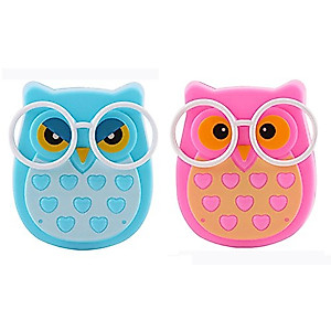 FuWinet 2 PCS Owl LED Plug in Night Light for Kids- Wall Lamp Take Good Care Children Sleep Light Sensor Auto Controlled Nightlights for Baby Nursing (Blue+Pink)