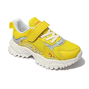 Rollepocc Kids Tennis Shoes Running Sports Shoes Breathable Athletic Shoes Lightweight Walking Shoes Fashion Sneakers for Girls Little Kid 2 Yellow