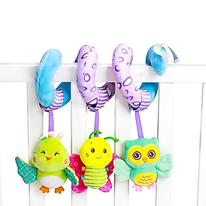 D-KINGCHY Baby Spiral Car Seat Toy wtih Hanging Plush Rattles, Baby Toys for Stroller Crib Mobile, Infant Toddlers Toys with Sound for 0-3 Years Old (Sky)