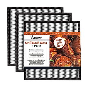 Grill Mesh Mat Set of 3 - Heavy Duty BBQ Non-stick Cooking Sheet Liners Reusable Teflon Barbecue Grilling Net for Outdoor Smoker, Pellet, Gas, Charcoal Grills - 11.8x13.8