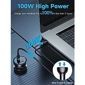 Baseus 100W USB C Car Charger, PPS PD3.0 QC4.0 Super Fast Charging Type C Car Charger with LED Display Adapter Compatible with MacBook Pro Laptop iPad iPhone 14/13 Pro Max Samsung S22 S21 Ultra/Tab S8