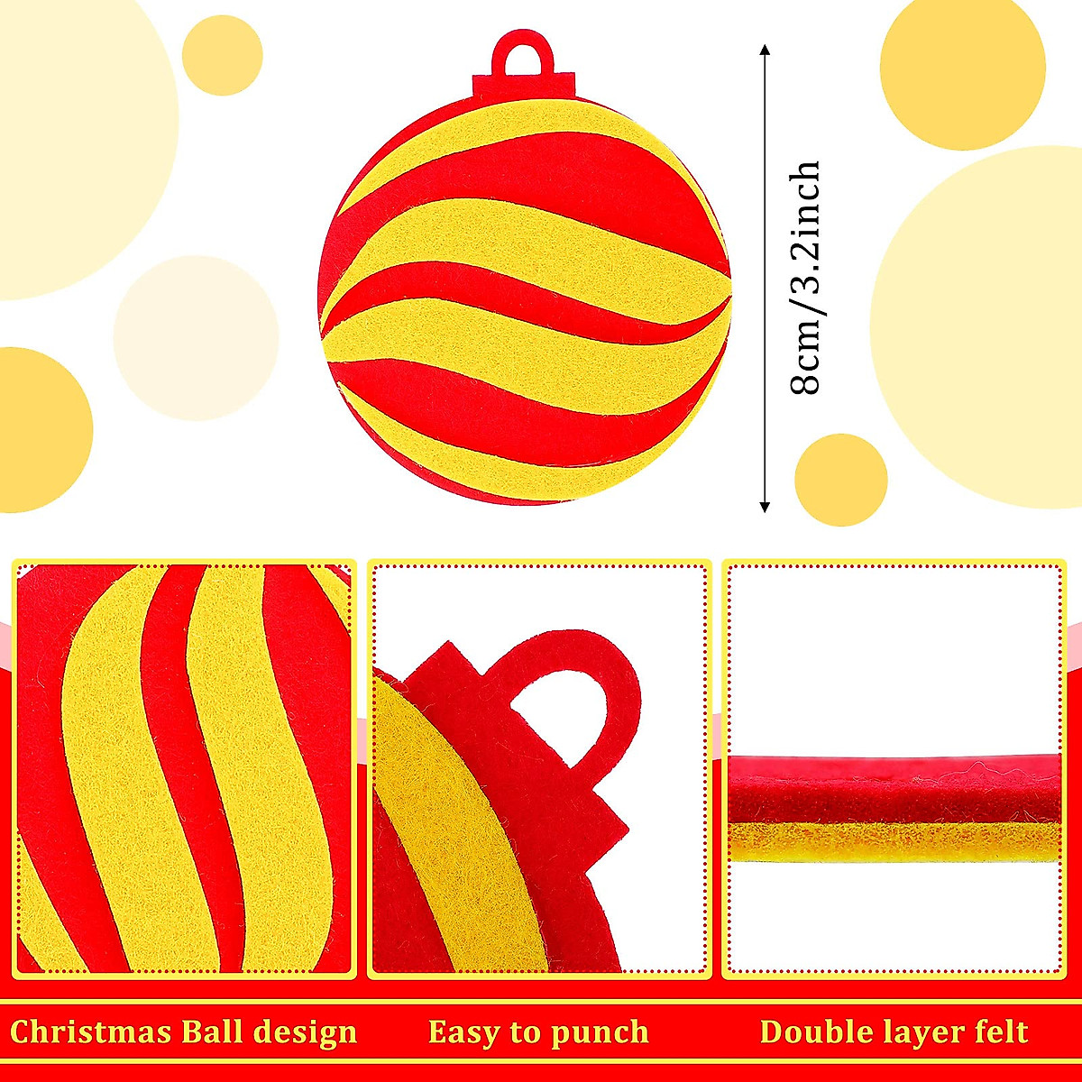 24 Pieces Christmas Felt Ornaments Round Hanging Decoration Xmas Hanging Felt Decoration Pendant for Christmas Tree Theme Family Party Indoor Outdoor Hanging Decor (Popular Style)