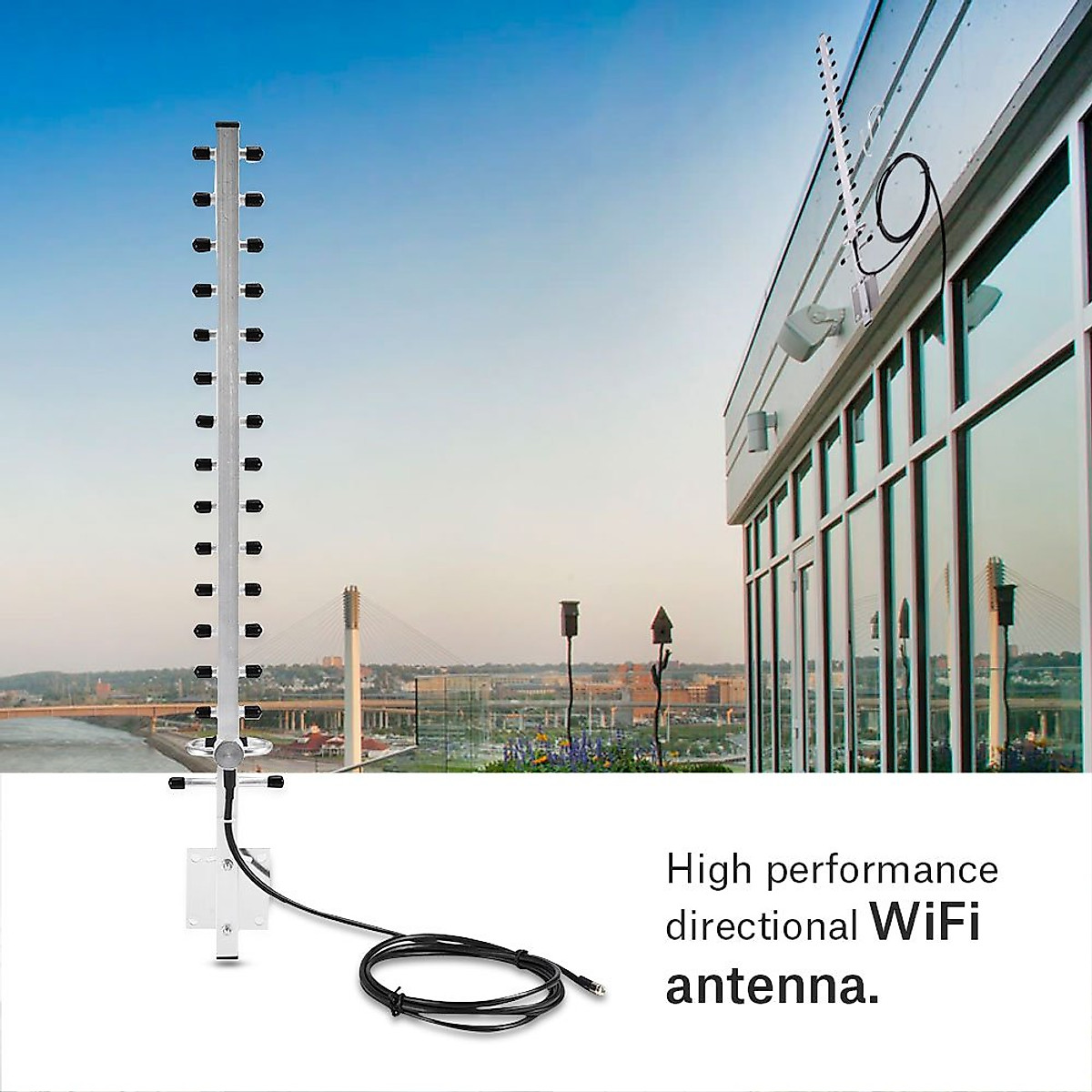 Yoidesu Directional Yagi Antenna 25dBi 2.4GHz Antenna with RP-SMA Connector 2M Cable for Network Router Reapter USB Adapter IP Camera