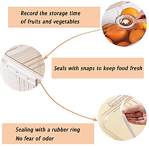 Time Recording Fruit Storage Containers for Fridge, Airtight Produce Storage Saver Containers, Fridge Organizer with Lid, Stackable Transparent Fresh Keeper Bin for Salad Berry (white-3 piece set)