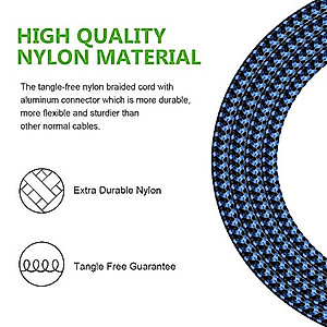 Micro USB Cable, 3Pack 6FT Android Charger Cord Long Nylon Braided Sync and Fast Charging Cables Compatible Samsung Galaxy S6 S7 Edge, Kindle, Android & Windows Smartphones, Xbox, PS4 and More-Blue