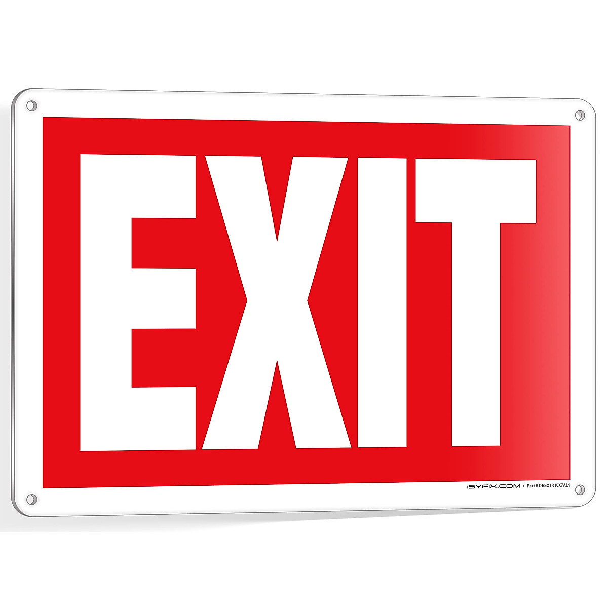 iSYFIX Exit Sign – 1 Pack 10x7 Inch – 100% Rust Free .040 Aluminum Signs, Laminated for Ultimate UV, Weather, Scratch, Water and Fade Resistance, Indoor and Outdoor, Exit Signs for Exterior.