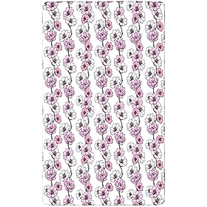 Plant Watercolor Themed Fitted Crib Sheet,Standard Crib Mattress Fitted Sheet Soft & Stretchy Fitted Crib Sheet-Baby Sheet for Boys Girls,28“ x52“,Lilac Pale Mauve Jade Green Grey