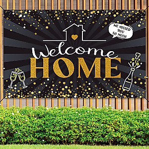 Welcome Home Decorations, Fabric Welcome Home Banner Photography Backdrop, Welcome Home Sign Welcome Home Party Decorations for Lover, Family and Friend Reunion, 70.8 x 43.3 Inch