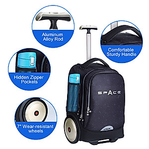 UNIKER Rolling Laptop Bag for 14 Inch Laptop,19 Inch Roller Bookbag for Girl Boy,Wheeled Computer Bag,Briefcase on Wheels,Trolley School Bag Space,Schoolbag with Wheels