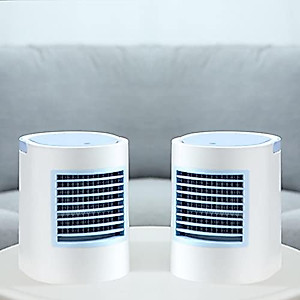 NOLITOY Portable Air Conditioner Fan, Mini Air Cooler Oval USB Air Cooling Fan for Home Office Outdoor Personal Use (Blue)