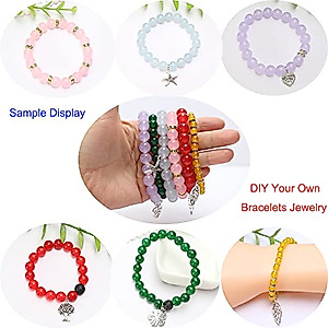 PAMIR TONG 146pcs Natural Chalcedony Beads Gemstone Jade Beads Round Loose Beads DIY Smooth Beads for Bracelet Necklace Earrings Jewelry Making with Stretch Cord & Jewerly Findings CB14 Lt Blue