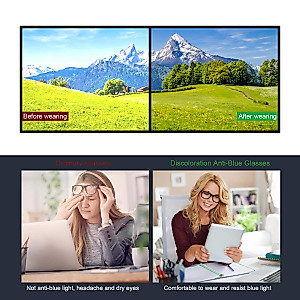 Blue Light Blocking Glasses Photochromic Sunglasses Retro UV400 Ray Filter Computer Eyewear for Men Women Vintage Round Cateye Full Frame Anti Eyestrain Computer Gaming TV Eyeglasses - Wrap flowers