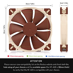 Noctua NF-A20 FLX, Premium Quiet Fan, 3-Pin (200x30mm, Brown)