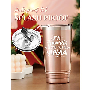 Onebttl Yiayia Gifts for Grandma, Insulated Stainless Steel Wine Tumbler with Lid, For Grandma on Birthday, Mother’s Day, Christmas, Rose Gold, (20 oz) My favorite people call me Yiayia