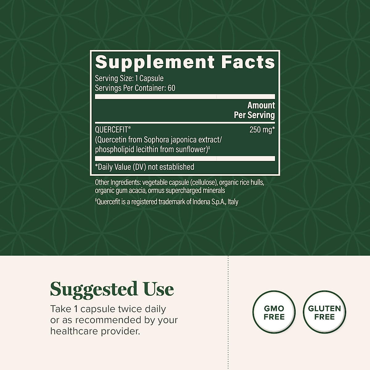 Global Healing Quercetin 250mg Supplement to Support Immune System Function, Respiratory Health & Body's Response to Occasional Allergies -Quercetin Supplements Without Bromelain & Zinc-60 Capsules