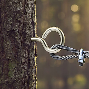 Kalekey 2.6inch Screw Eyes Heavy Duty Screws Eye Bolts Stainless Steel Eye Hooks Self Tapping Eyelet Screw for Wood Indoor & Outdoor Use(Sliver 40PCS)